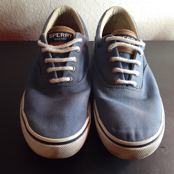 Sperry | Shoes | Gorgeous Preloved Sperry Blue Canvas Striper Men 5 ...